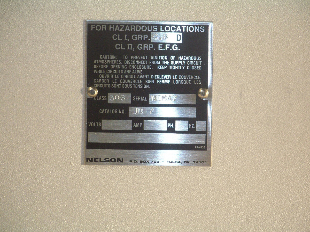 Nelson JB-7 Nema 7 Aluminum Cast Junction Box for Hazardous Locations O ...