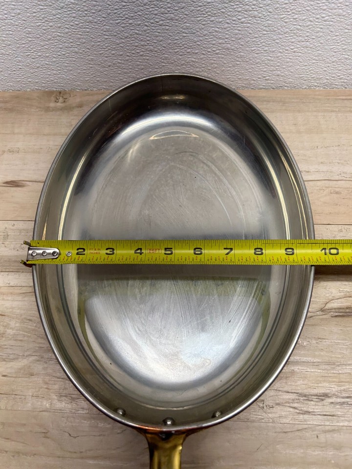 Tagus Portugal Solid Copper Oval Fish Saute Pan 13.5" x 9.5" Long Brass ...