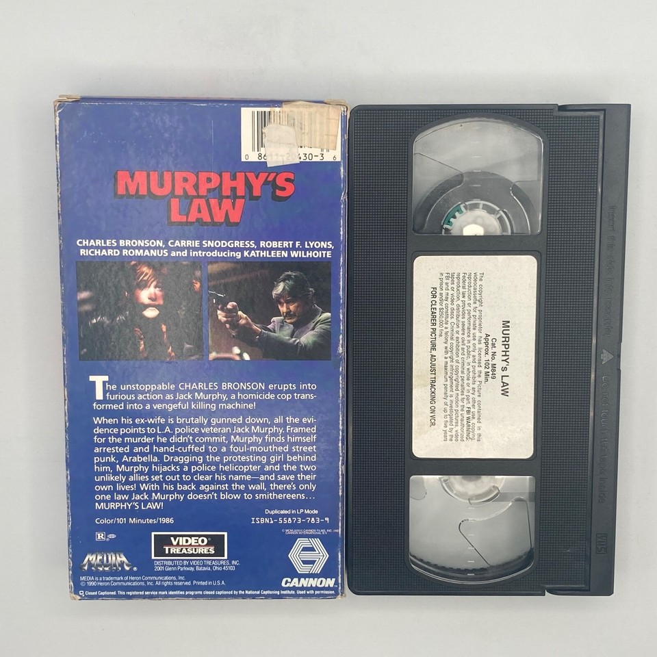 Murphy's Law (1986), VHS Movie, Video Treasures (1990), C. Bronson x ...