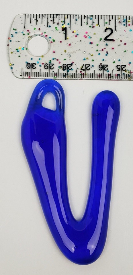 Letter V Glass Blue Recycled Glass Handcrafted Chime Letter Artistic ...