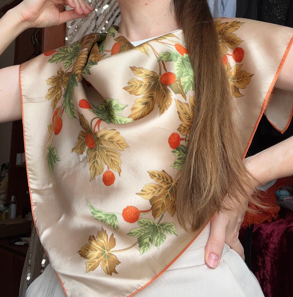 Women's St. Michael Vintage Italian Scarf Floral Print Polyester Satin ...