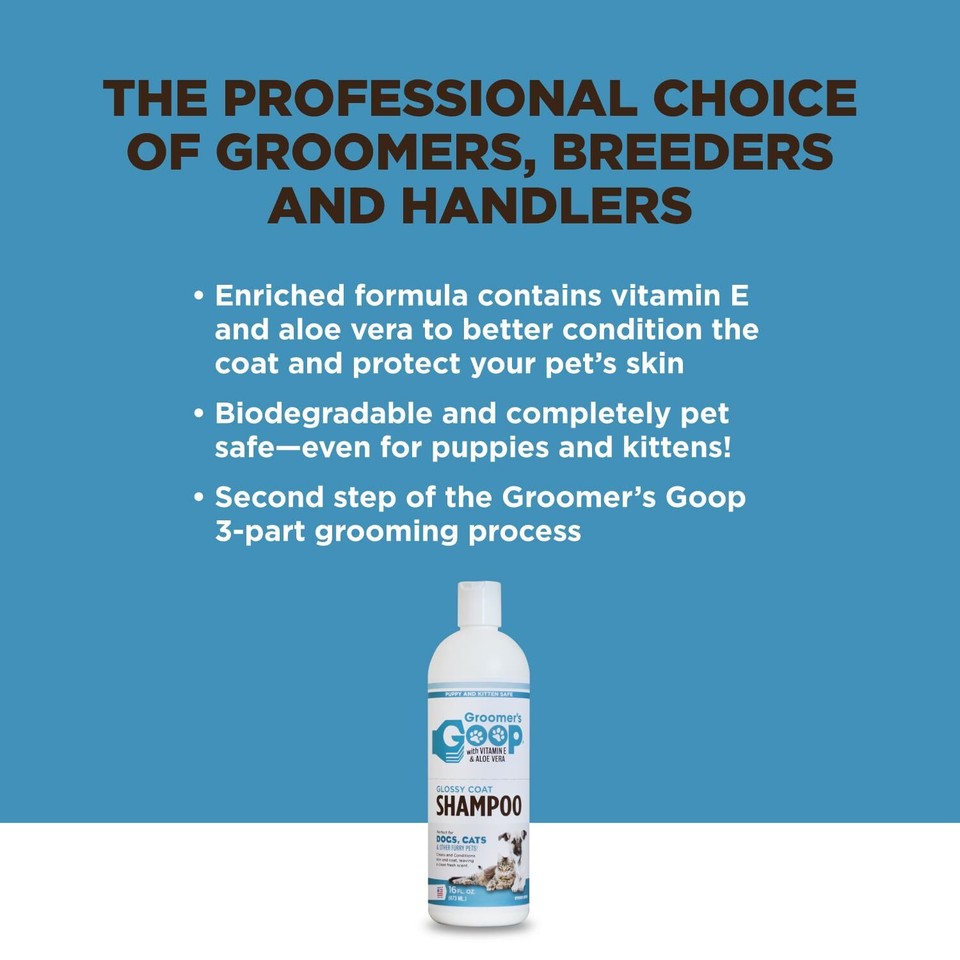 Groomer's Goop Glossy Coat Pet Shampoo Flip-Top Bottle, 16 Ounce (Pack ...