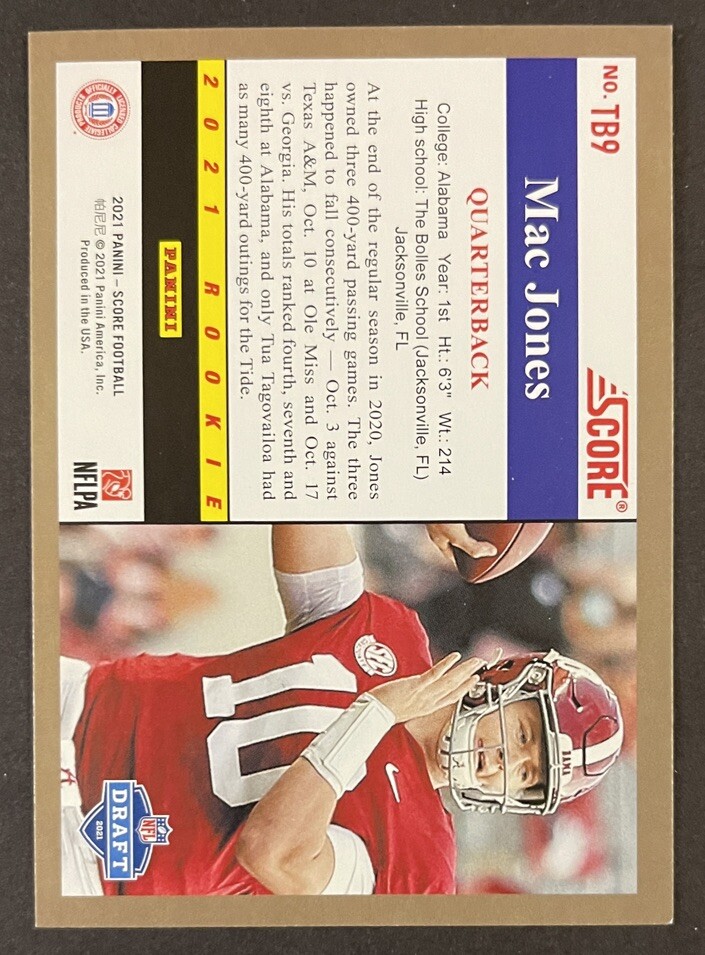 2021 Panini Score Mac Jones RC #TB9 | eBay
