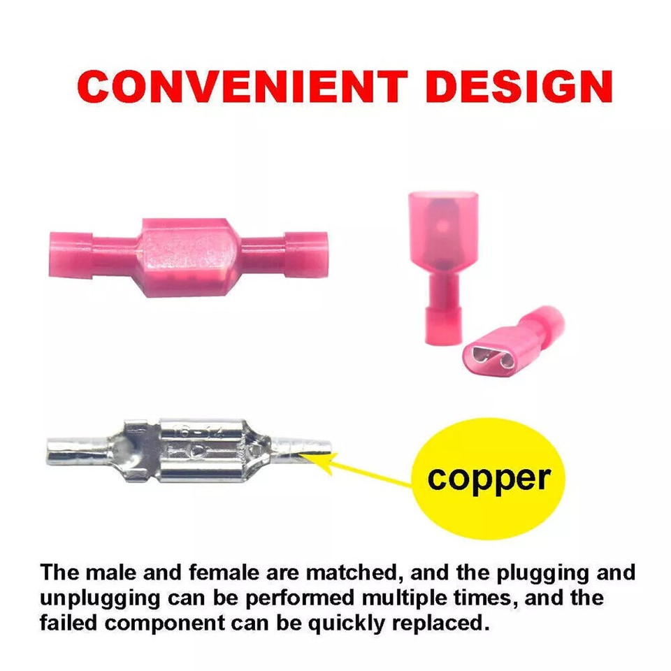 150-300X Spade Wire Electrical Crimp Terminals Insulated Connectors ...