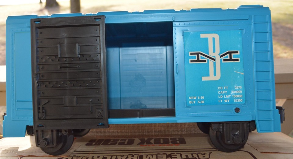 1969 BLUE Mighty Casey Passenger Train Car w/ ORIG. BOX REMCO RIDE-ON ...