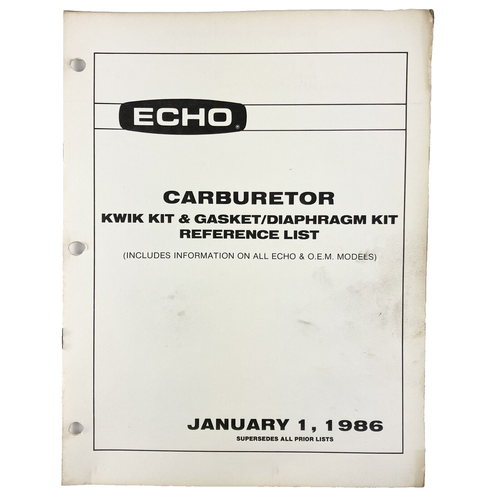 1986 Echo Carburetor Kit Reference List Manual Chainsaw Trimmer Blower Vintage | eBay