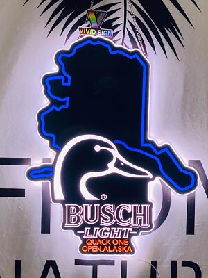 Flying Duck Alaska State Map Beer 2D LED 20" Neon Sign Light Lamp Bar ...