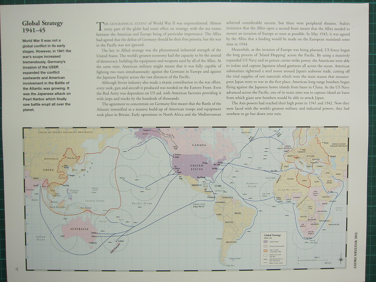 WW2 WWII Karte ~ Global Strategy 1941-45 Britisch Commonwealth Konvoi ...