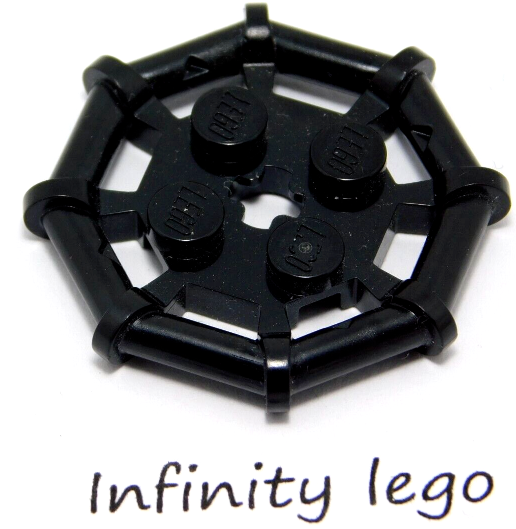 6 LEGO Black Wheel Plate 2x2 w/ Rod Frame Octagonal Bar Bracket (75937 ...