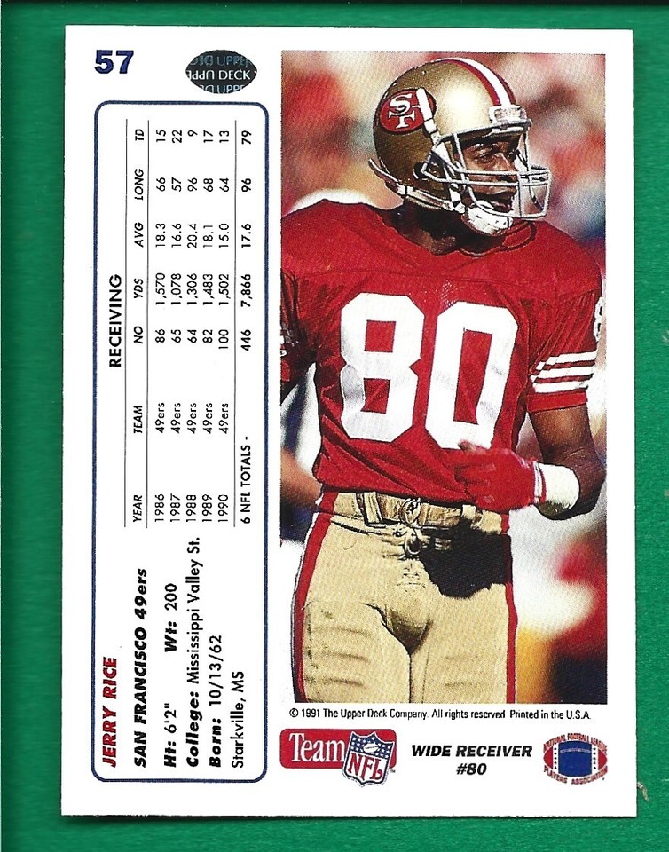 Jerry Rice 1991 Upper Deck #57 | eBay