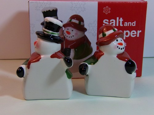 Snowmen Salt And Pepper Shakers Ceramic Holiday Hand Painted New ...