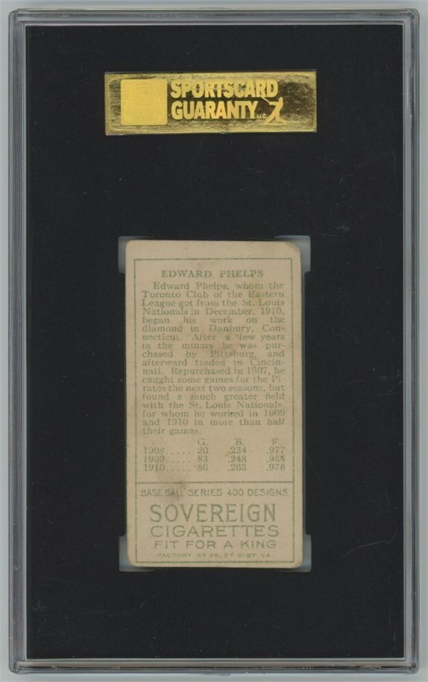 1911 Sovereign T205 Ed Phelps SGC 2 St Louis Cardinals Catcher | eBay