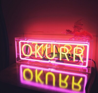 Okurr OK Neon Sign 14"x5" Acrylic Box Light Lamp Hanging Standable ...