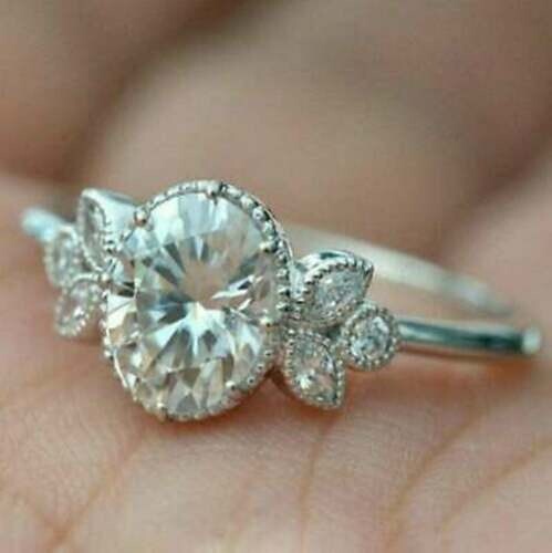 14K White Gold Over 2.88CT Oval Cut Diamond Lab-Created Engagement Wedding Ring | eBay