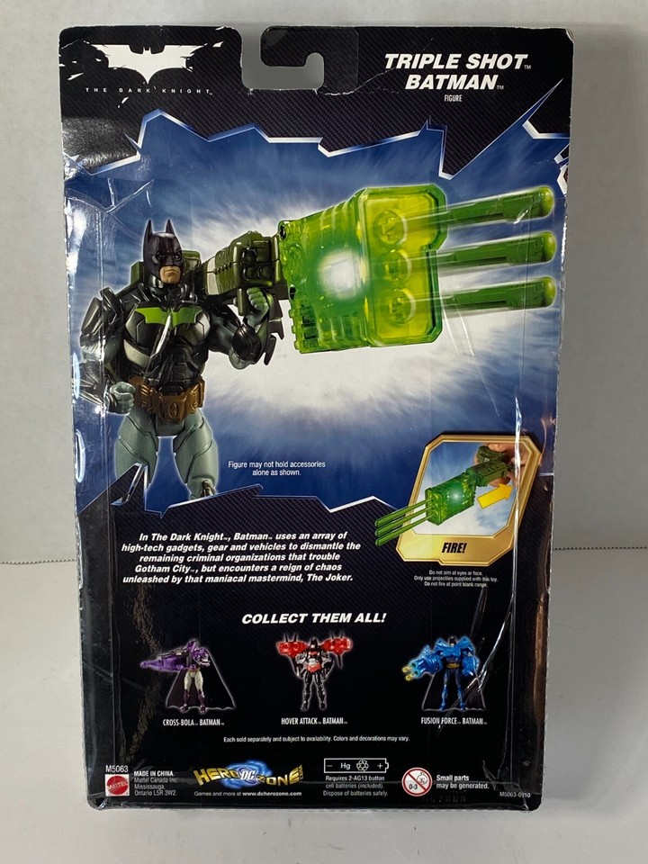 Batman The Dark Knight Mattel Power Tek TRIPLE SHOT BATMAN Figure NEW ...