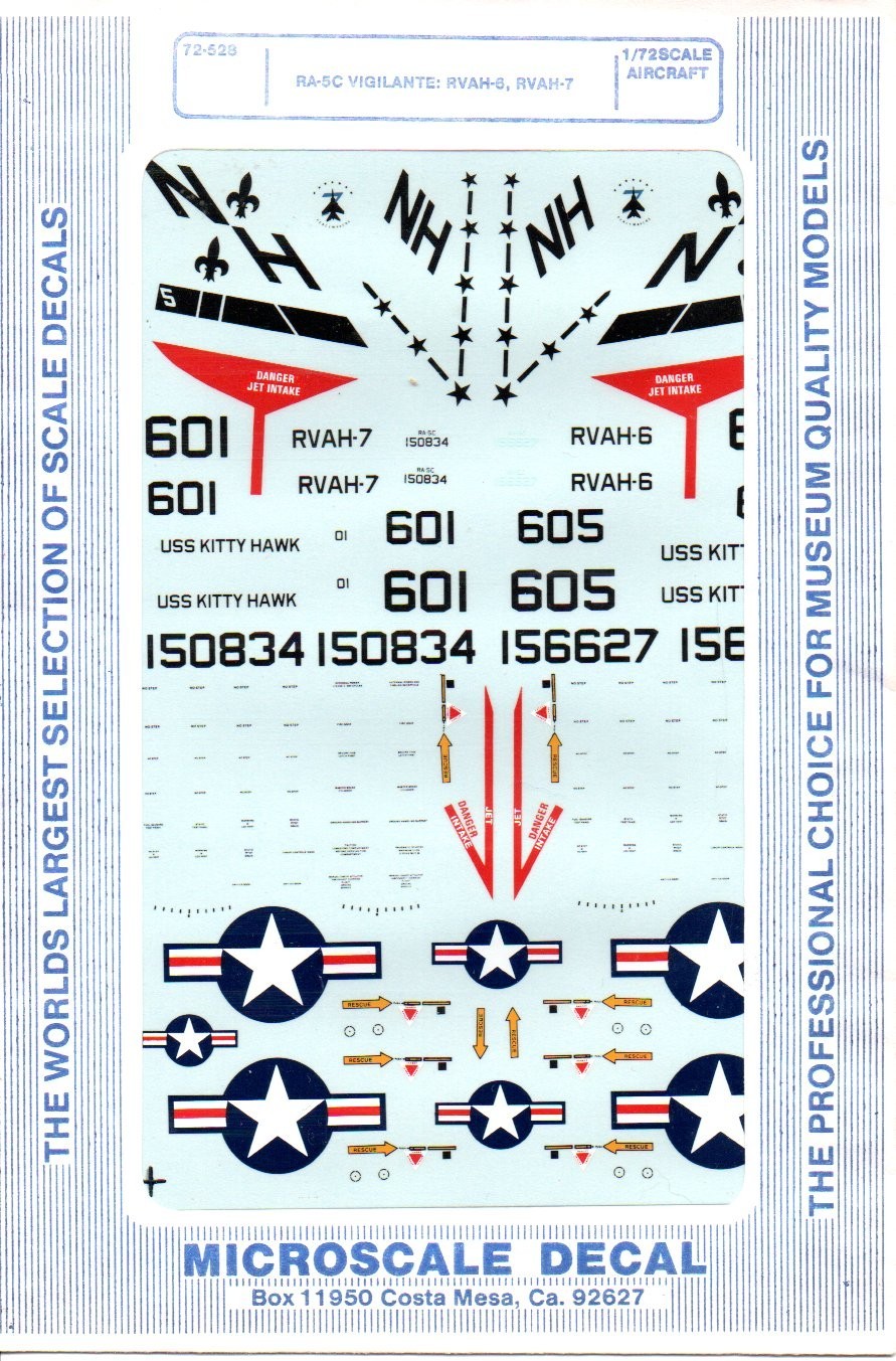 72-528 RA-5C Vigilante RVAH-6 & RVAH-7 1:72 Microscale Decals | eBay UK