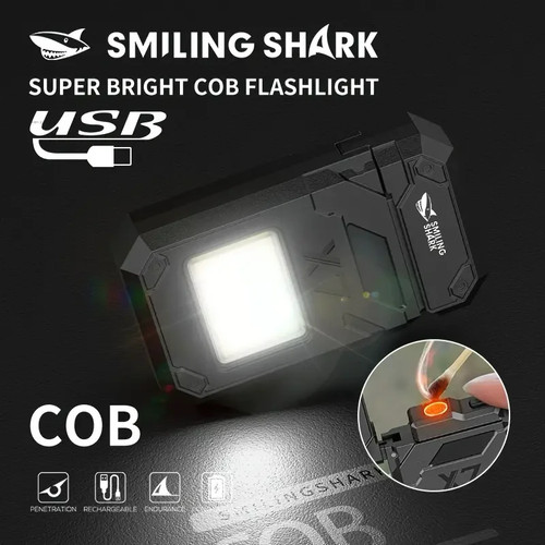 Smiling Shark 2-in-1 Flashlight & Electronic Lighter, USB Rechargeable ...