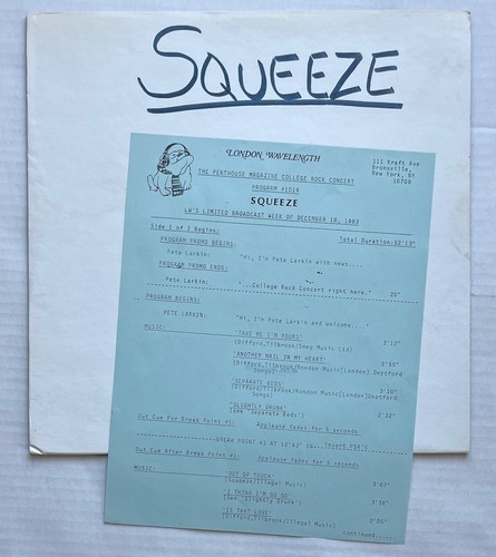 SQUEEZE Penthouse Magazine College Rock Concert 1983 US Live Radio Show LP + Cue | eBay