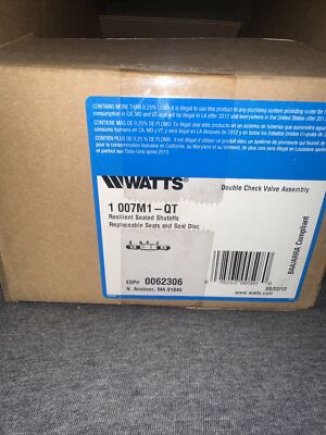NEW Watts 1” Double Check Valve Assembly Backflow Preventer 007M2-QT | eBay