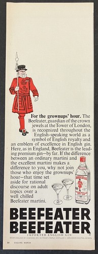 1966 Beefeater Imported English Gin Bottle Martini Glass Color Vintage ...