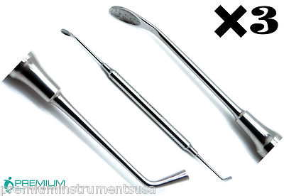 3× Premium Spoon Grafting Plugger Impant Packer Dental Surgical Tools ...