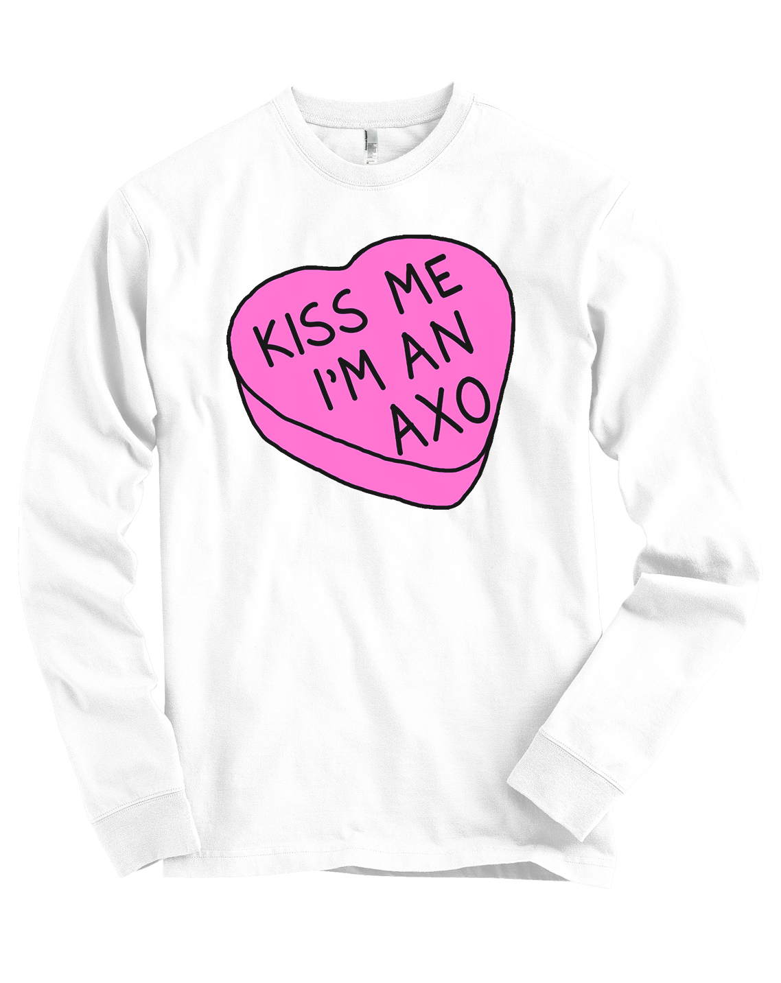 Alpha Chi Omega Valentine's Day Long Sleeve Shirt Candy Sweet Heart ...