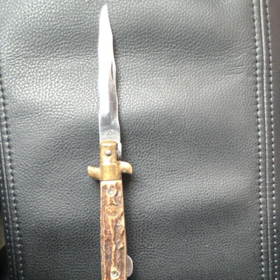 KC 48 Rostfrei Stiletto Folding Knife Stag Handle Stainless Steel ...