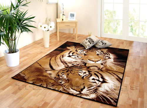 NEW LARGE & EXTRA LARGE ANIMAL TIGER PRINT BROWN BLACK MODERN AREA ...