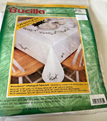 Bucilla Pfaltzgraff Winterberry Stamp Embroidery Tablecloth Kit 60 ...