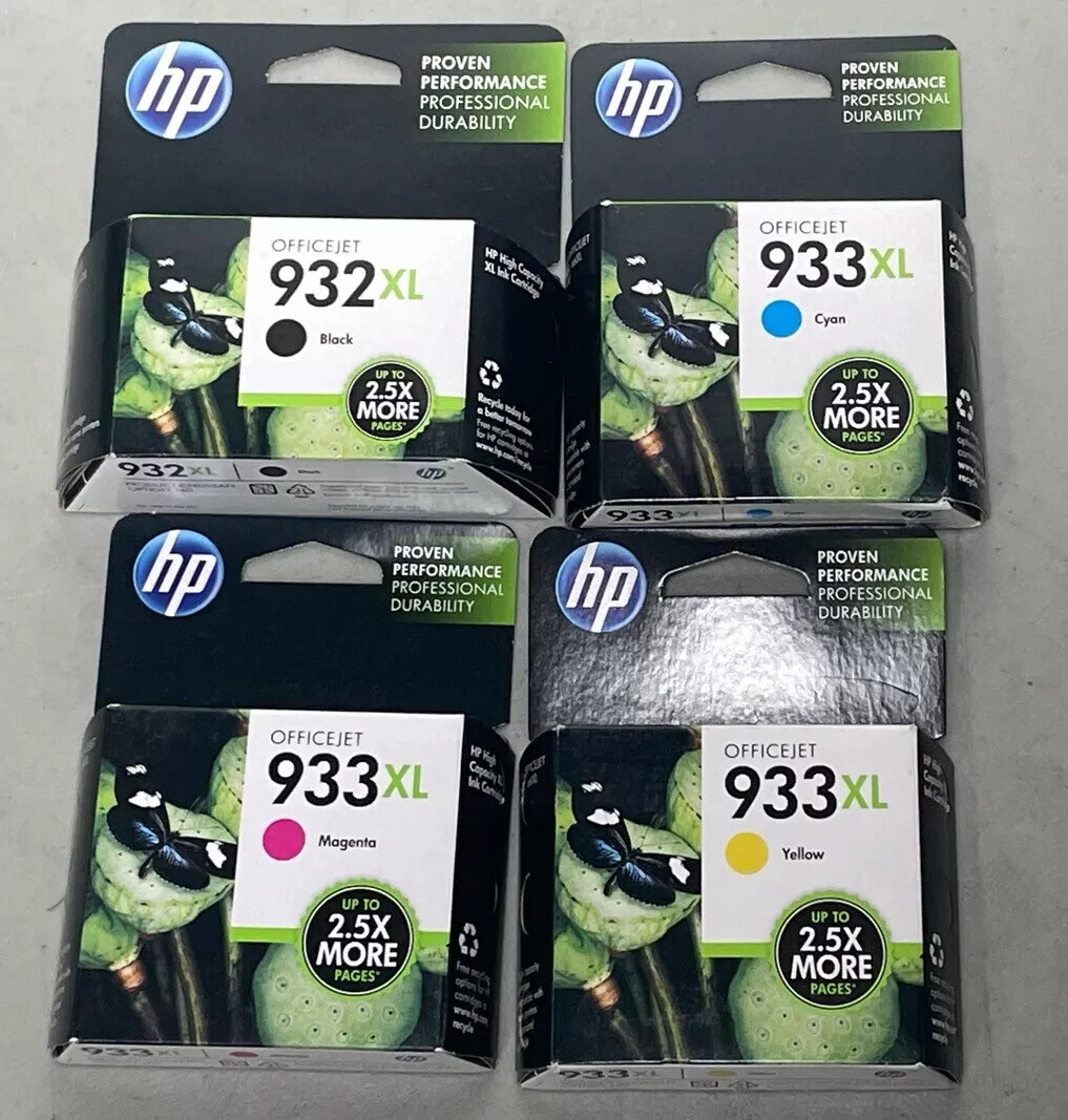 4pk Genuine HP 932XL 933XL Ink OfficeJet 6700 7110 7612 (Retail Box ...