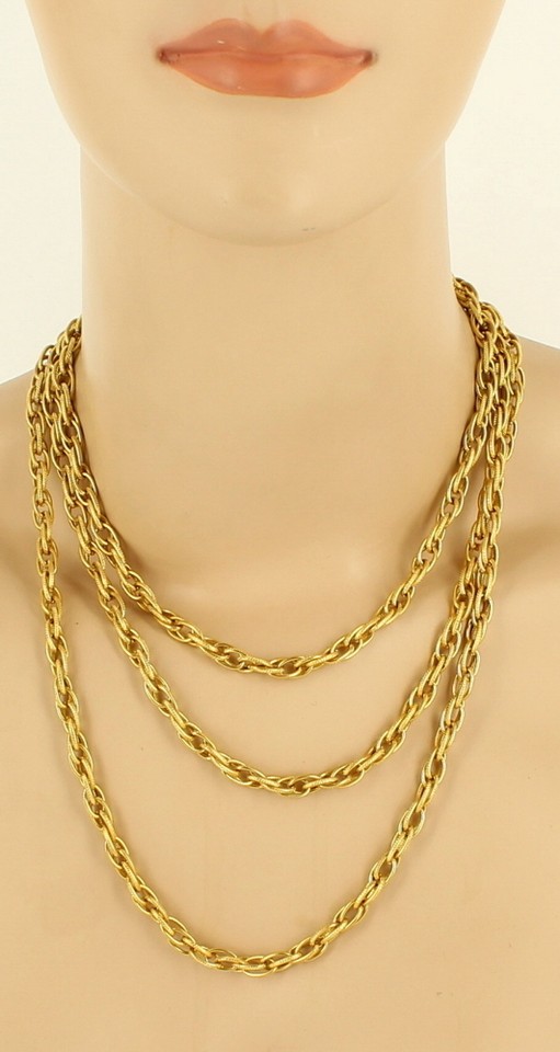 VINTAGE VENDOME ORNATE LINK CHAIN NECKLACE STUNNING GOLD FINISH 54 ...