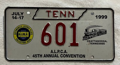 LICENSE PLATES COLLECTOR ALPCA TENNESSEE 601 | eBay