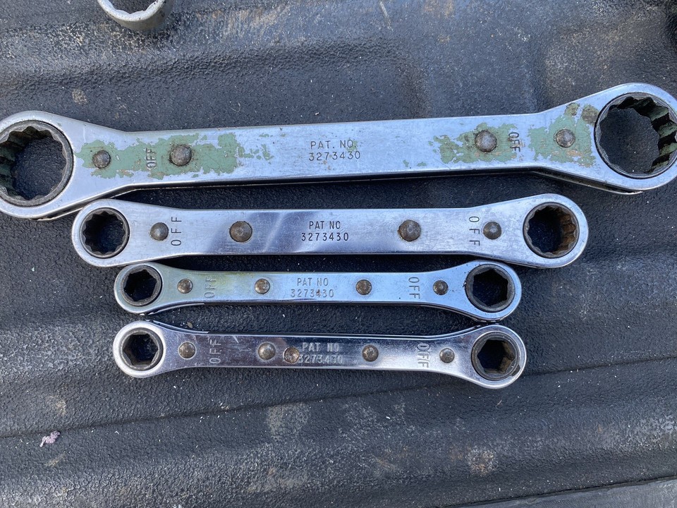 Snap-on Tools Set Of 4 Box End Ratcheting Wrench 6 Point 3/8"- 15/16" Vintage | eBay