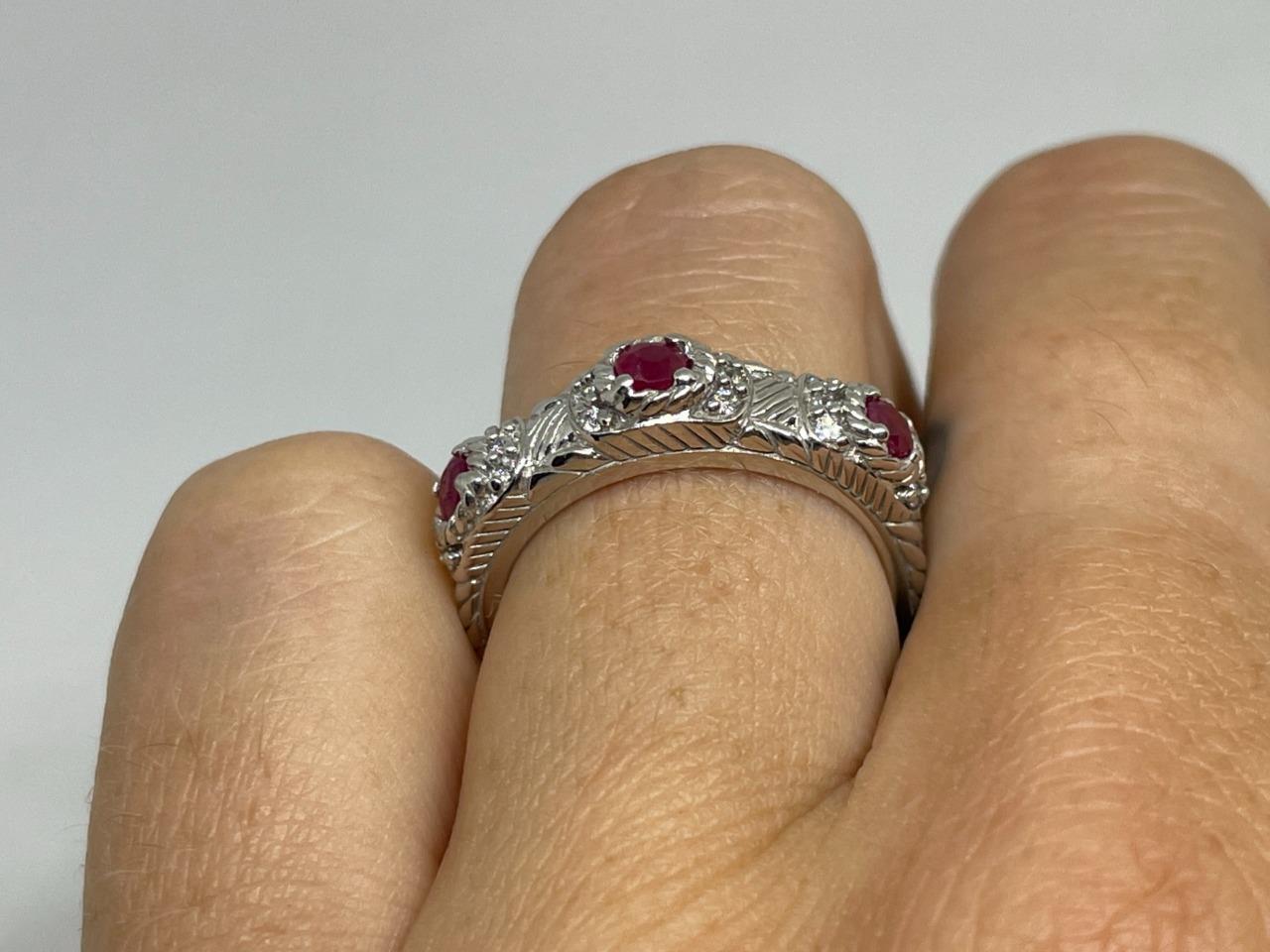 JUDITH RIPKA 925 3 SIMULATED STONE RUBY, ROPE CABLE R… - Gem