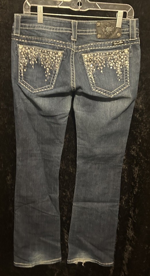 Women’s Miss Me Size 29 Bootcut Rhinestone Design Cotton Jeans Flaws ...