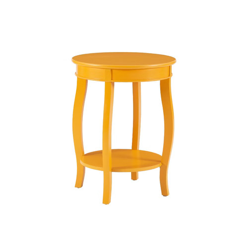 18" Lindsay Traditional Round Wood Side Accent Table with Shelf Yellow ...