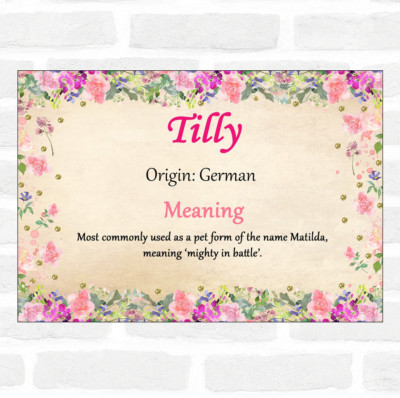 Tilly Name Meaning Floral Certificate | eBay