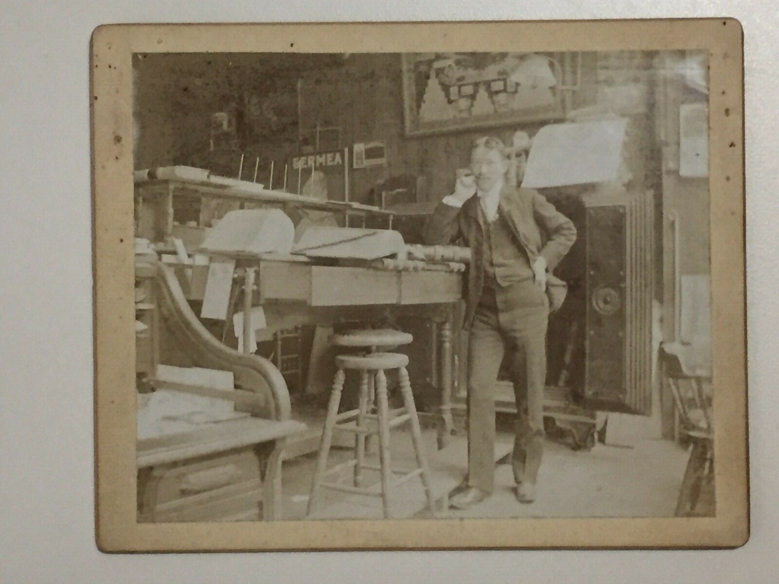 Antique Photo - 1880s General Store Shopkeeper Safe Desk Germea Ad | eBay