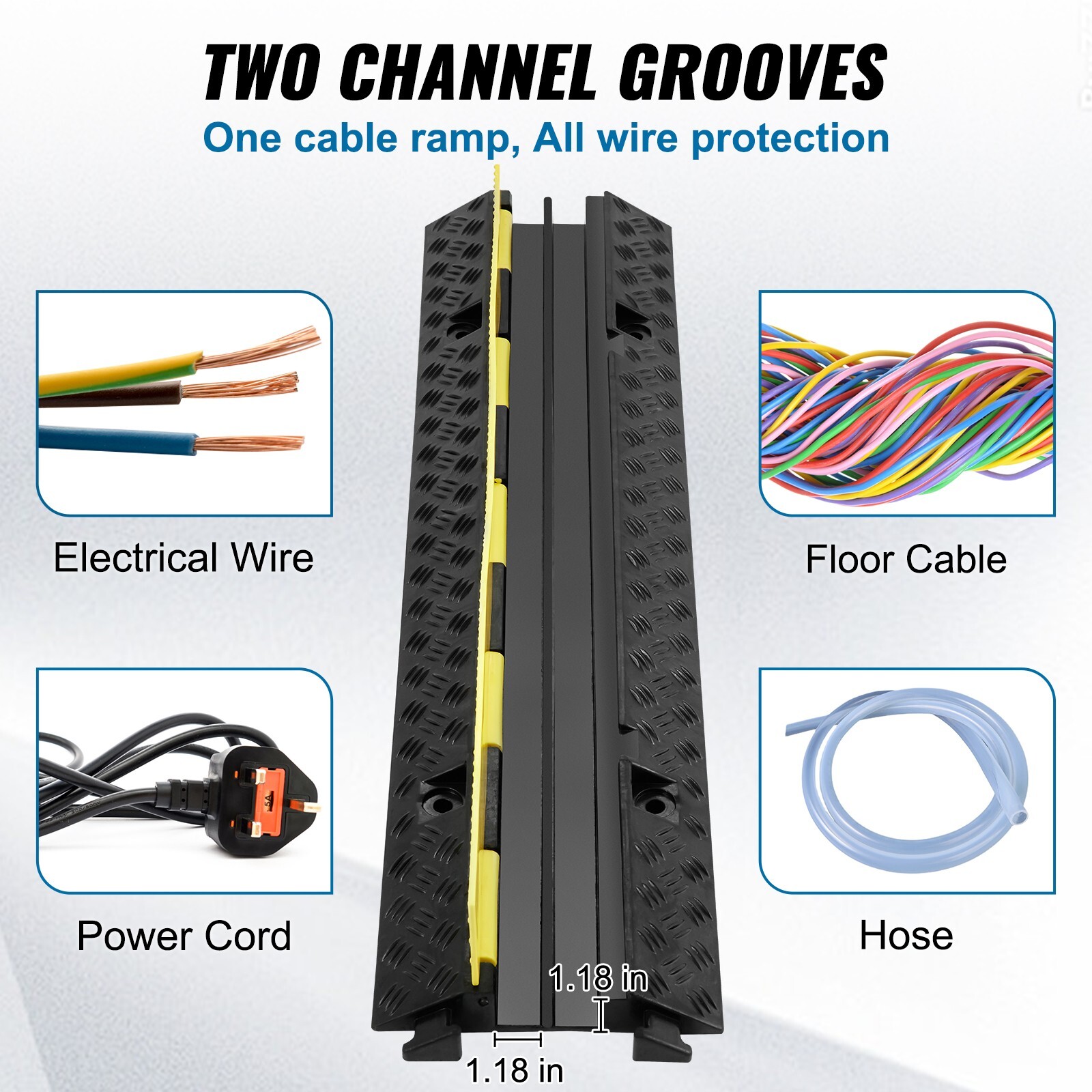 VEVOR 3Pcs Cable Protector Ramp 2Channel Rubber Electrical Wire Cover ...