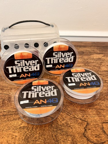 LOT SILVER THREAD AN40 COPOLYMER Fishing LINE string 8 10 12 14 Lb ...