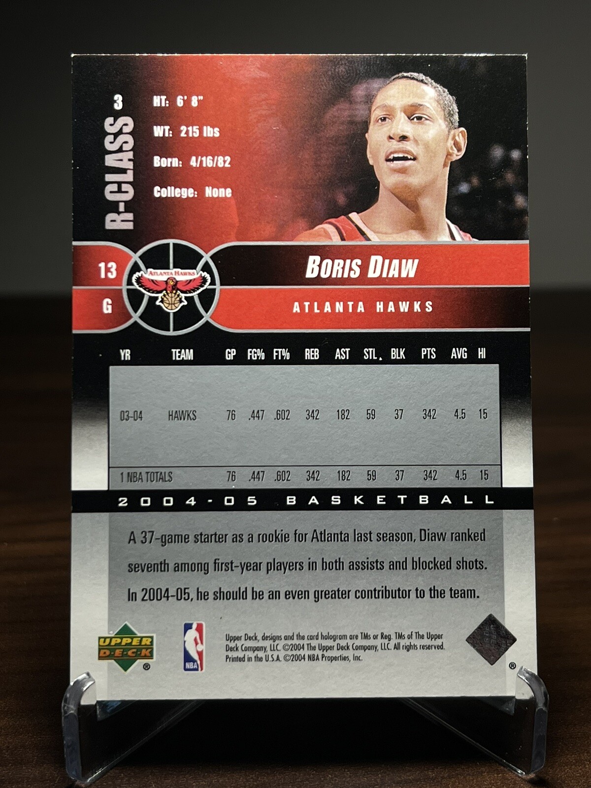 Boris Diaw Signed Autographed 2004 Upper Deck Basketball Card #3 Hawks ...