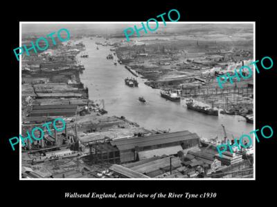 OLD LARGE HISTORIC PHOTO OF WALLSEND ENGLAND VIEW OF RIVER & DOCKS ...