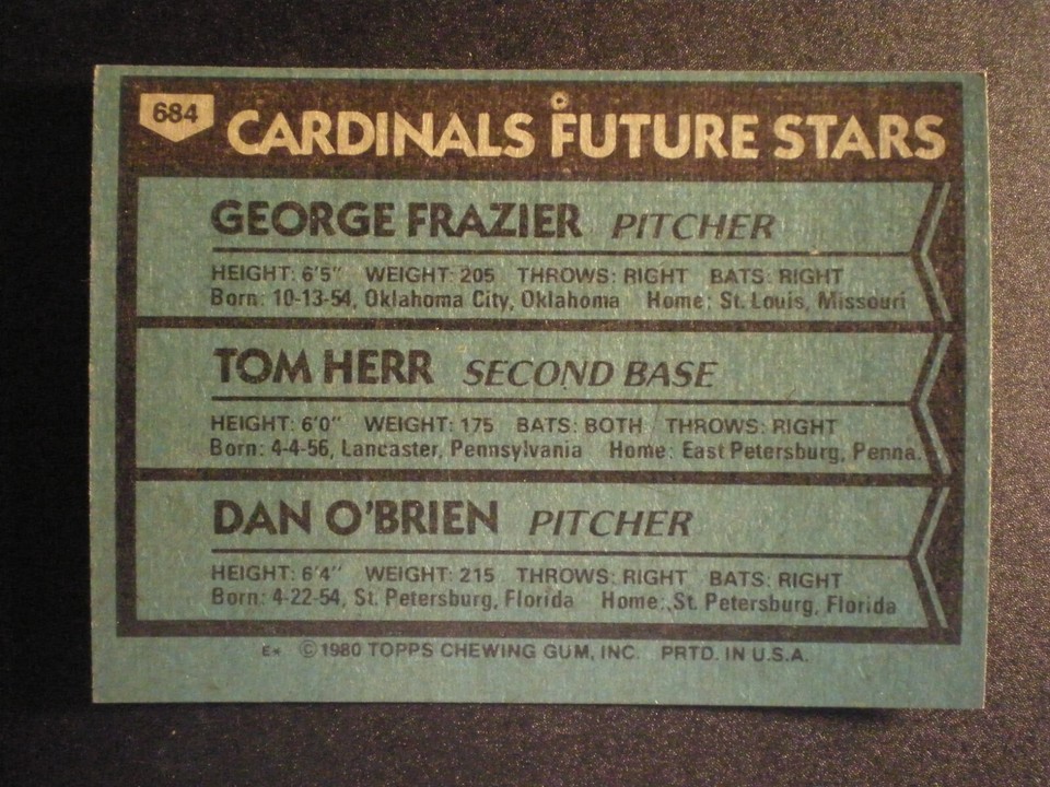 1980 Topps Baseball Cardinals Future Stars Card # 684 | eBay