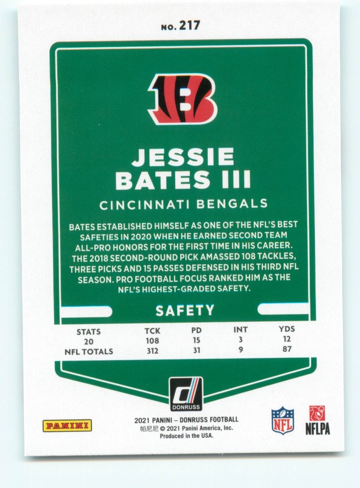 2021 Panini #217 Jessie Bates Cincinnati Bengals | eBay