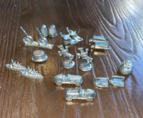 18 MONOPOLY GAME PIECES - Original Metal Vintage Replacement Tokens Lot ...
