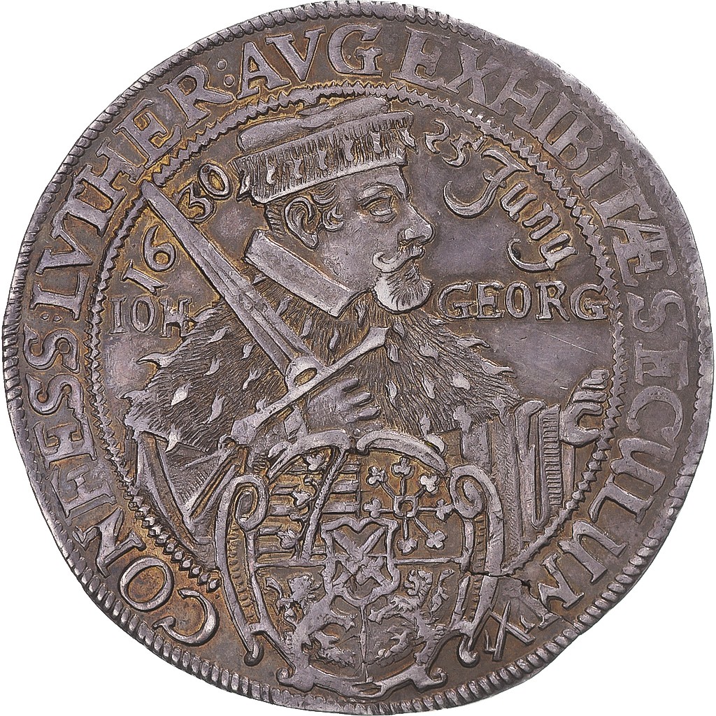 Electorate of Saxony, John George I, 1/2 Thaler, 1630, Dresden, Silver ...