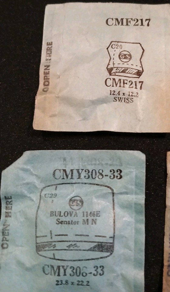 NOS Watch Crystals G&S Unique Shapes Watchmaker Repair Parts CMF, CMY ...