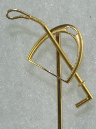1920'S ANTQUE 14K GOLD EQUESTRIAN HORSE CROP STIRRUP STICKPIN SCARF PIN ...