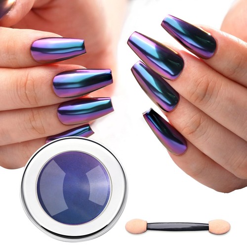 PrettyDiva Chameleon Chrome Nail Powder - Color Shifting Indigo Chrome ...