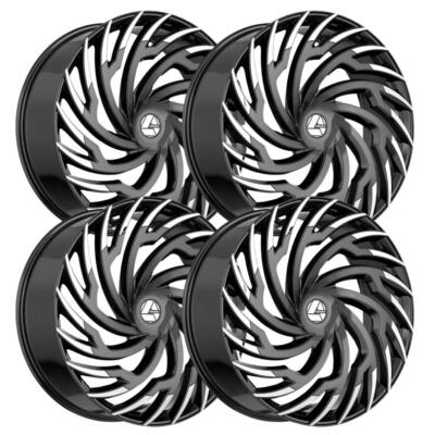 (Set-4) Azara AZA-536 22x9.5 BLANK 15mm Black Machined wheels rims 22 ...